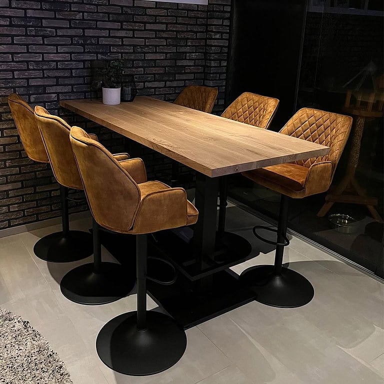 Houten bartafel uit voorraad leverbaar met verschillende poten