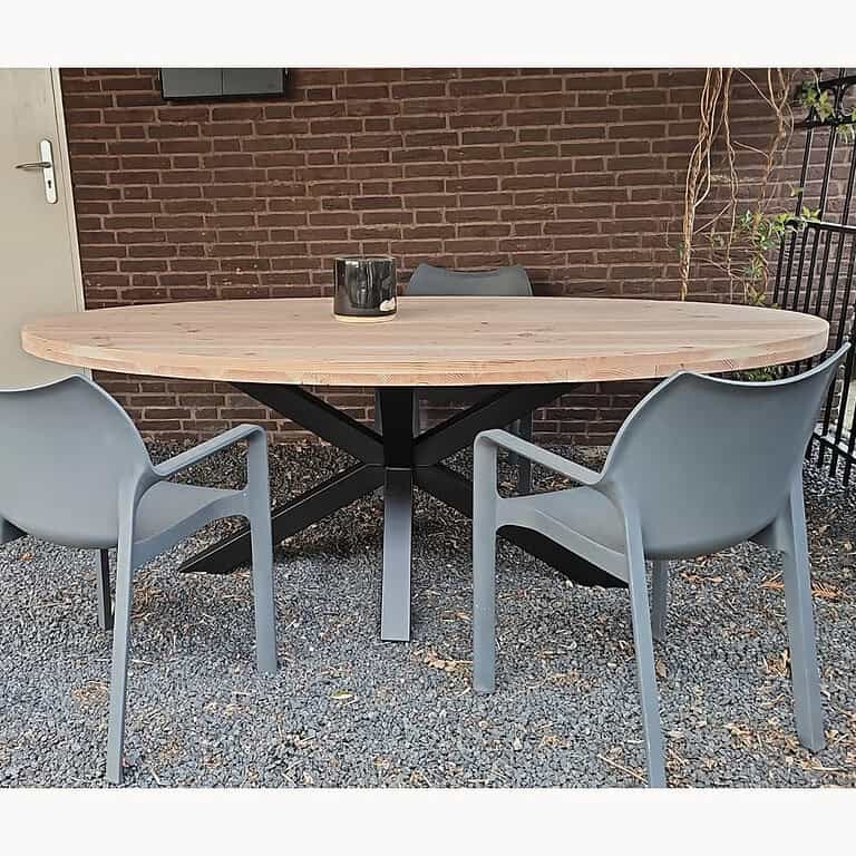 Ovale tuintafel douglas hout - Goedkope Steigerhouten Meubelen